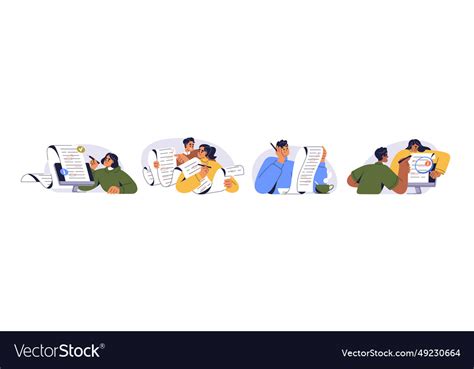 Editors Checking Texts Correcting Grammar Vector Image