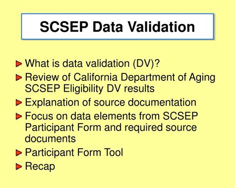 PPT Senior Community Service Employment Program SCSEP Data Validation Training PowerPoint