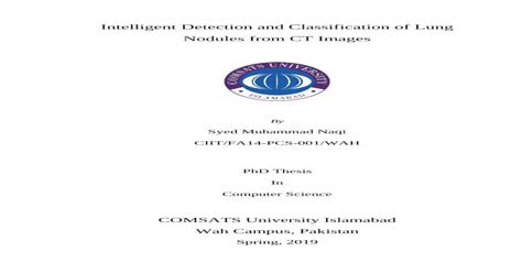 Pdf Intelligent Detection And Classification Of Lung Nodules