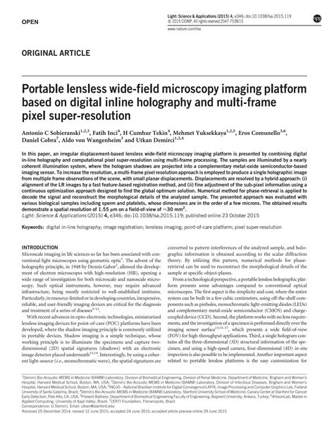 Solution Portable Lensless Wide Field Microscopy Imaging Platform Based On Digital Inline