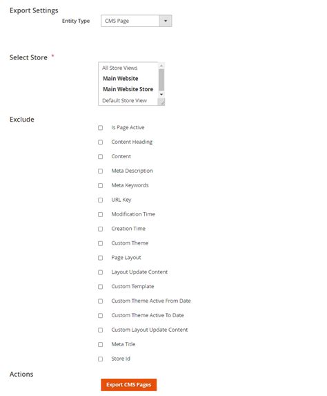 export and import cms pages for magento 2 ulmod