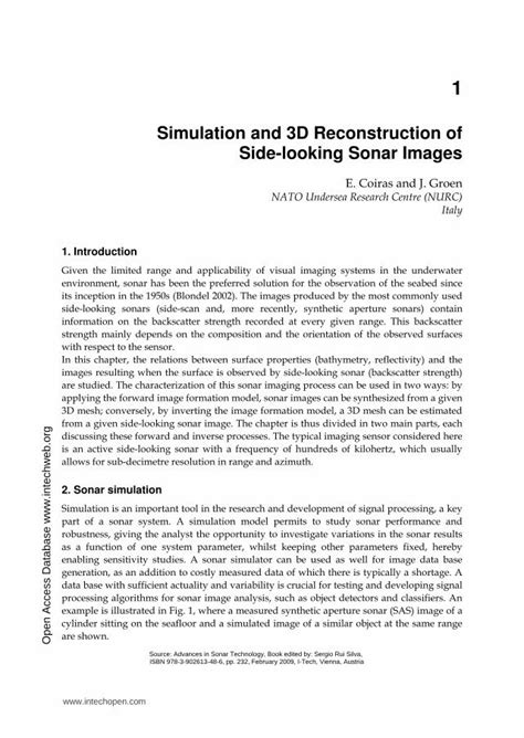 PDF Simulation And D Reconstruction Of Side Looking Sonar Cdn Intechweb Org Pdfs Pdf