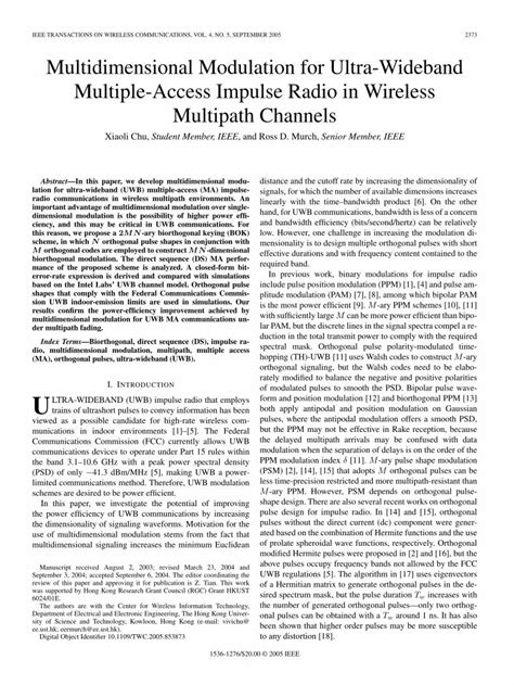 pdf multidimensional modulation for ultra wideband multiple access