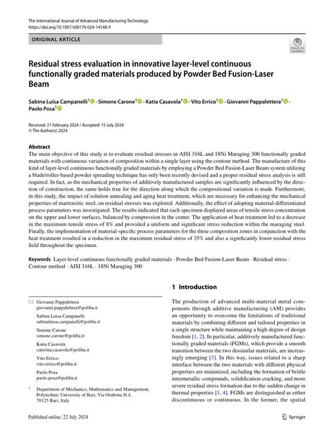 Pdf Residual Stress Evaluation In Innovative Layer Level Continuous Functionally Graded