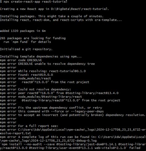 [react] 리액트 프로젝트 생성 시 에러 발생