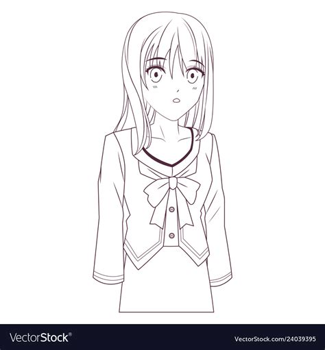 Anime Manga Girl Royalty Free Vector Image Vectorstock