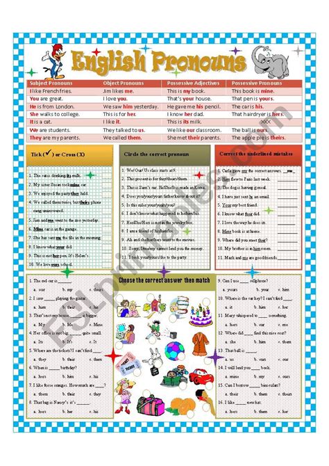 English Pronouns Esl Worksheet By Nasreddine Sarsar