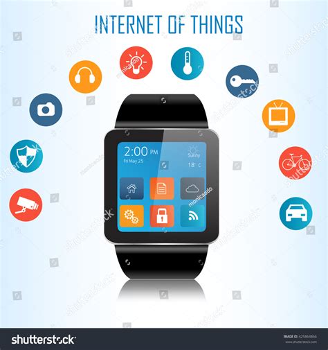 Smart Watch Internet Things Iot Icons Stock Vector Royalty Free 425864866 Shutterstock