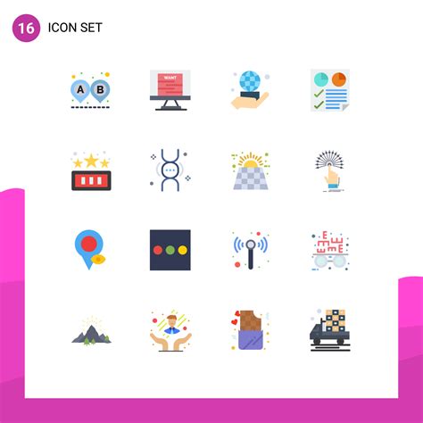 16 Thematic Vector Flat Colors And Editable Symbols Of High Score Report Hand Page Data Editable