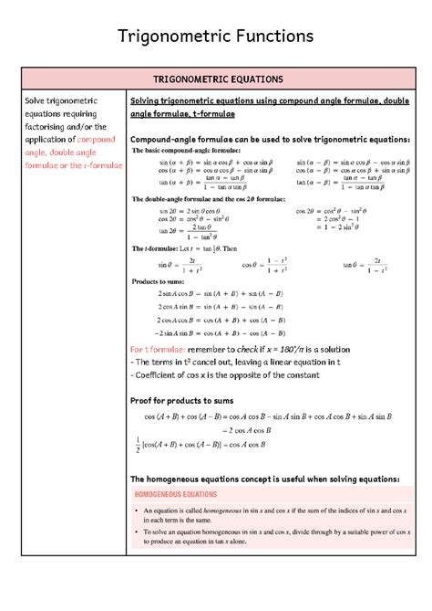 Trigonometric Functions Notes Trigonometric Functions Trigonometric