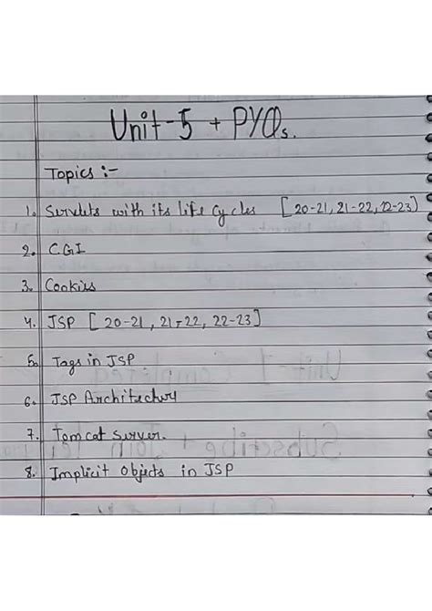 Wt Unit5 Web Technology Notes Pyos 1 Servits With Its Life Cycles 2 Cgi 3 Cookies 4 Jsp