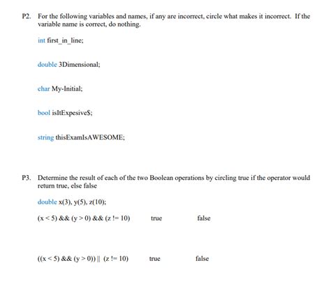 Solved P For The Following Variables And Names If Any Are Chegg
