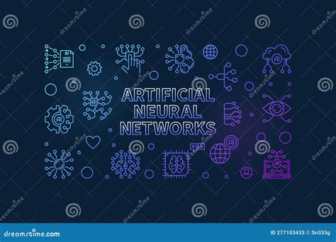 artificial neural networks outline horizontal colored banner vector