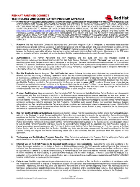 Technology And Certification Program Appendix Pdf Red Hat Software Release Life Cycle