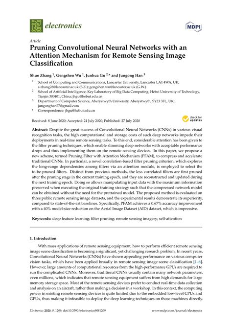 PDF Pruning Convolutional Neural Networks With An Attention Mechanism For Remote Sensing Image