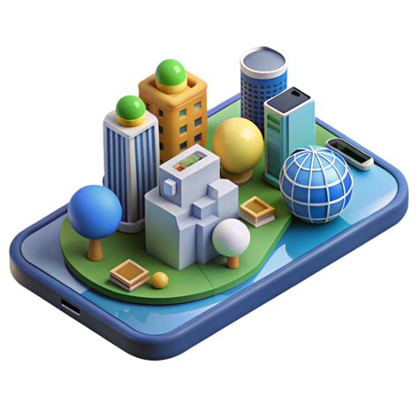 Mobile Cityscape 3d Urban Environments On Screen 56559304 Png