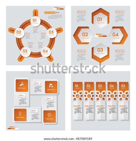 Collection 4 Orange Color Templategraphic Website Stock Vector Royalty Free 487089589