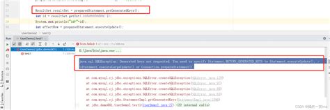 Jdbc获取主键报错：javasqlsqlexception Generated Keys Not Requested You