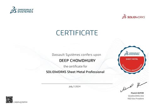 Solidworks Sheet Metal Dassault Systemes Deep Chowdhury Cswe