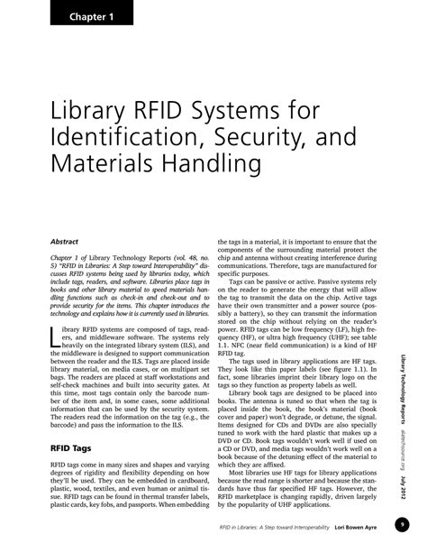 PDF Library RFID Systems For Identification Security And Materials Handling
