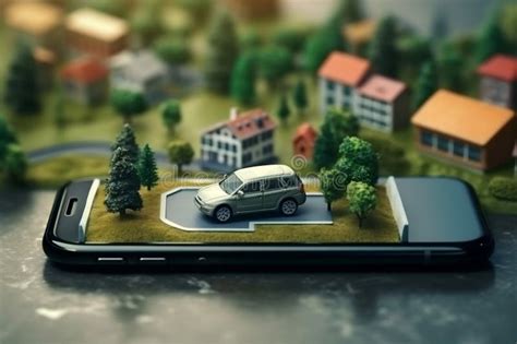 Mobile Direction Position Phone Gps Location Map Travel Navigation Point Generative Ai Stock