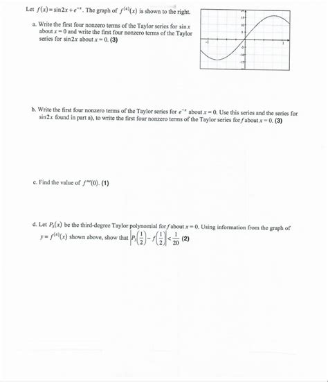solved let f x sin2x e the graph of f 4 x is shown