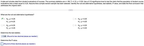 Solved A Data Set Includes Data From Student Evaluations Of Chegg