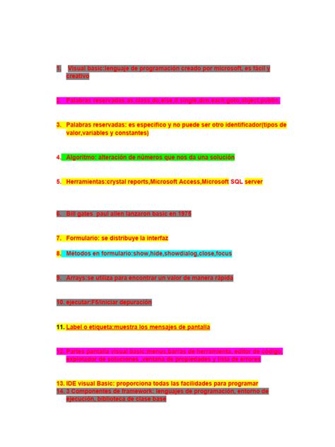 Palabras Reservadas Pdf Básico Lenguaje De Programación