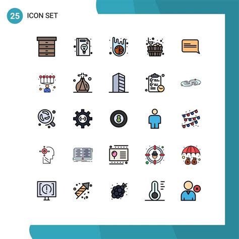 Set Of 25 Vector Filled Line Flat Colors On Grid For Personal Skills Message Asteroid