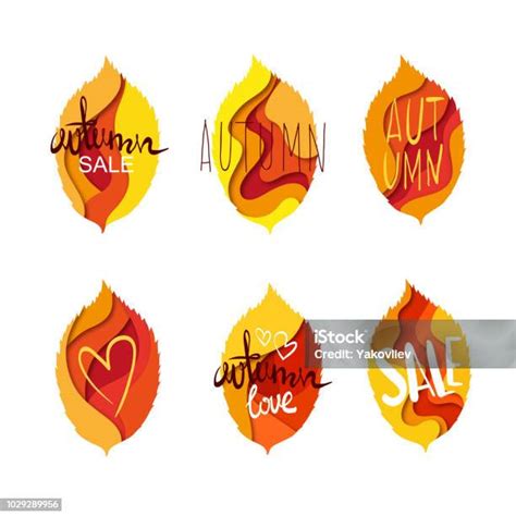 종이 잘라가 잎 모양 3d 디자인의 세트 엽서 배너 포스터 현수막에 대 한 글자의 템플릿 화려한 벡터 일러스트입니다 0명에 대한 스톡 벡터 아트 및 기타 이미지 Istock