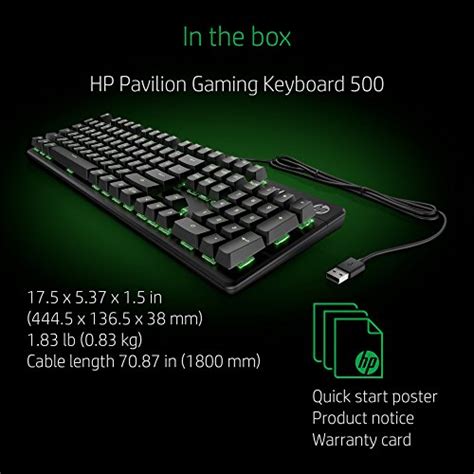 HP Pavilion Wired USB Gaming Keyboard 500 Black Green Best Tech Deal Gift Ideas