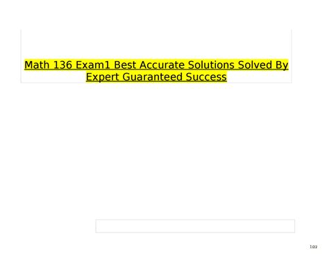 Math 136 Exam 1 Solutions Algebraic Equations And Functions Exams Mathematics Docsity