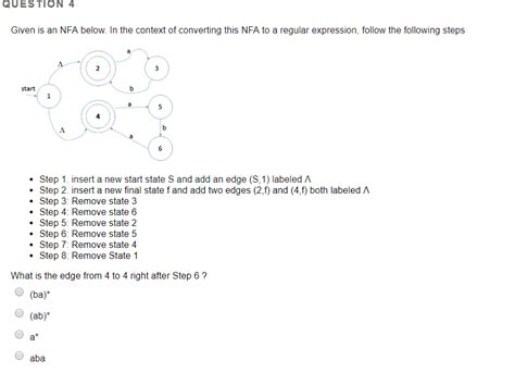 Solved Question 4 Given Is An Nfa Below In The Context Of