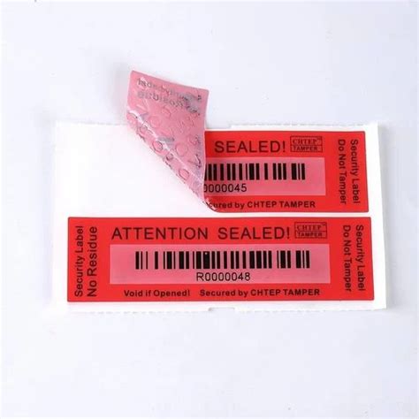 Red Yellow Pvc Security Labels Packaging Type Roll At Rs 0 40 Piece