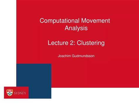 ppt computational movement analysis lecture 2 clustering joachim