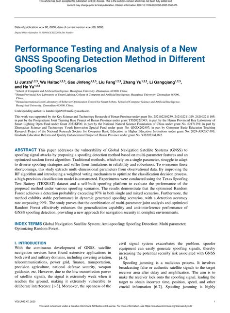 Pdf Performance Testing And Analysis Of A New Gnss Spoofing Detection