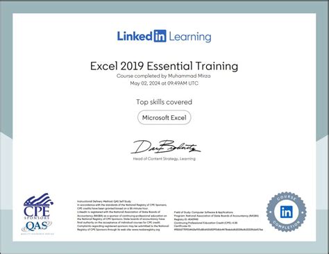 Completed Excel 2019 Course On Linkedin Learning Muhammad Ali Posted