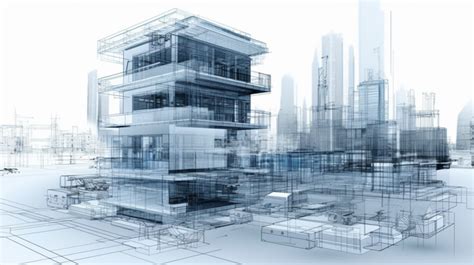 Abstract Architecture 3d Wireframe Of A Smart Building Automation System With Digital