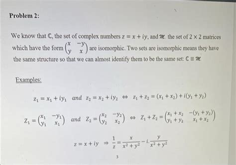 Solved Problem We Know That C The Set Of Complex Numbers Chegg