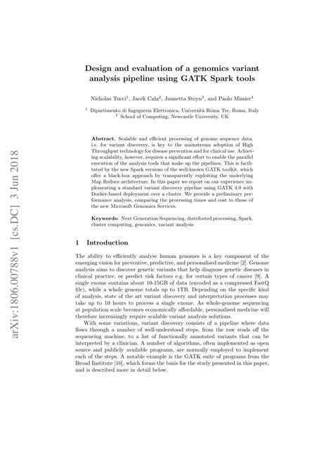 Pdf Design And Evaluation Of A Genomics Variant Analysis Pipeline