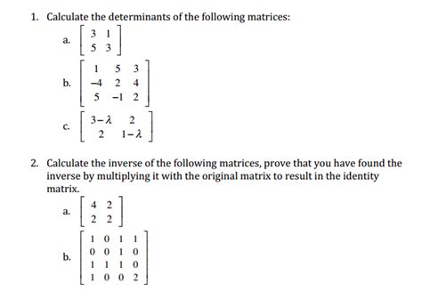 Solved Calculate The Determinants Of The Following Chegg