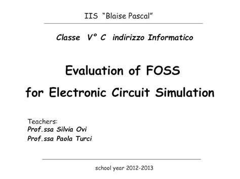 Pdf Evaluation Of Foss For Electronic Circuit Simulation
