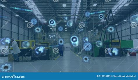 Image Of Data Processing With Scope Scanning Over Diverse Workers In Warehouse Stock