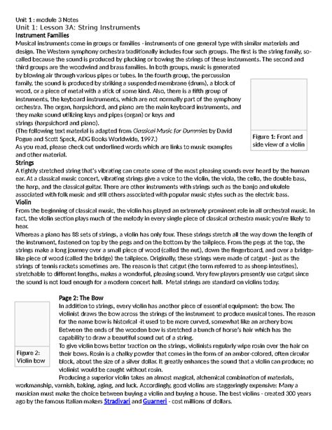 Unit 1 Module 3 Notes Unit 1 Module 3 Notes Unit 1 Lesson 3a String Instruments
