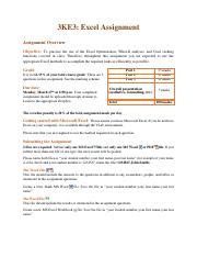 3KE3 Excel Assignment Pdf 3KE3 Excel Assignment Assignment Overview Objective To Practice