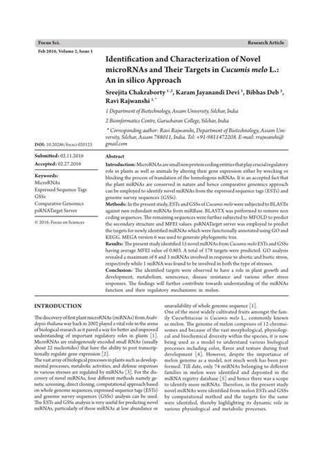 Pdf Identification And Characterization Of Novel Micrornas And Their