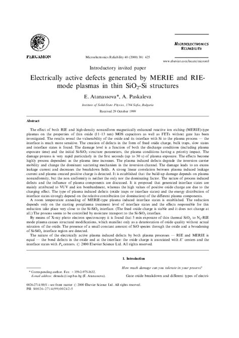 pdf electrically active defects generated by merie and rie mode