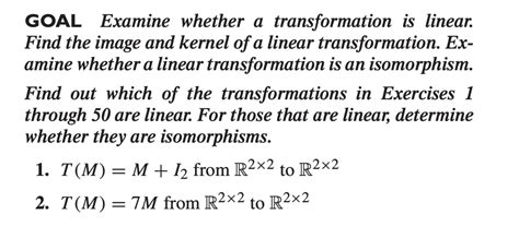 solved goal examine whether a transformation is linear find