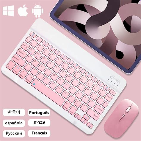 For Android Ios Windows Extra Long Standby Bluetooth Wireless Keyboard Pink Multilingual Tablet