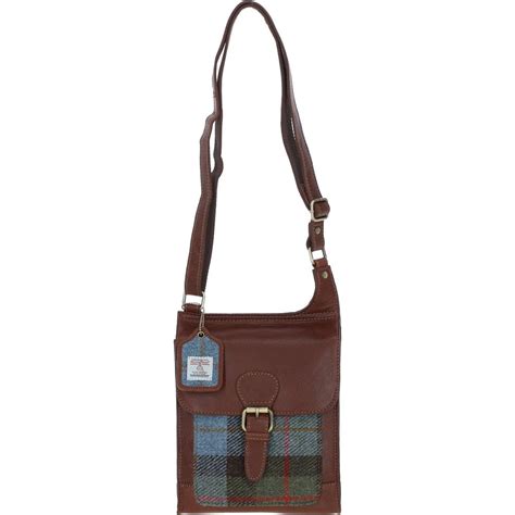 Ashwood Leather And Harris Tweed Crossbody Bag Tan Mcload Tw 24 02 Tm
